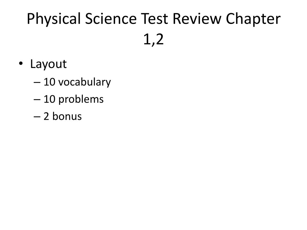 PPT - Physical Science Test Review Chapter 1,2 PowerPoint Presentation ...