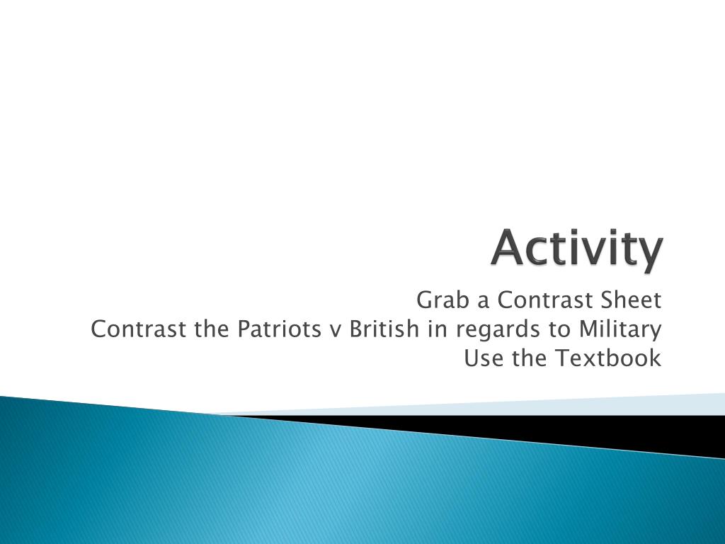 PPT - The American Revolution: Patriots vs. British Military Contrast ...