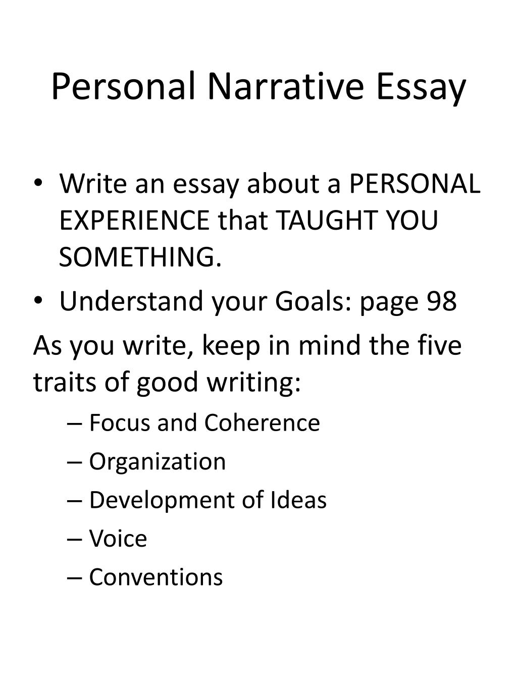 PPT - Personal Narrative Essay PowerPoint Presentation, free download ...