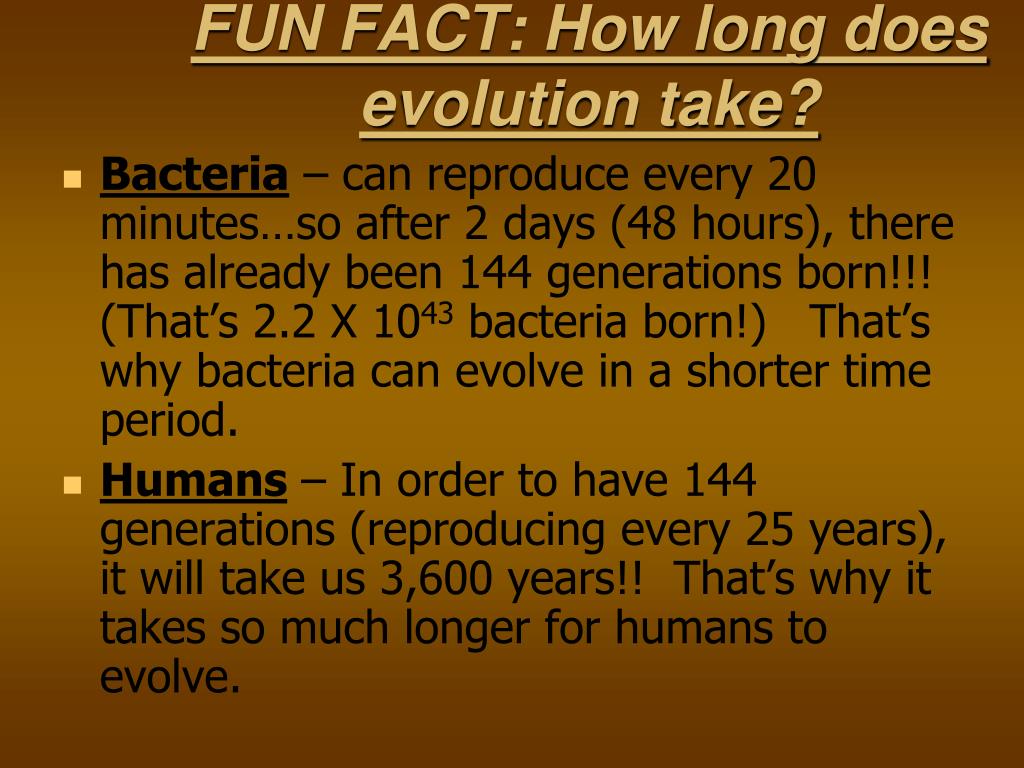 PPT - FUN FACT: How long does evolution take? PowerPoint Presentation ...