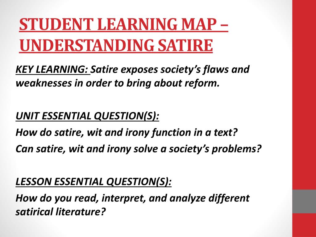 PPT - STUDENT LEARNING MAP – UNDERSTANDING SATIRE PowerPoint ...