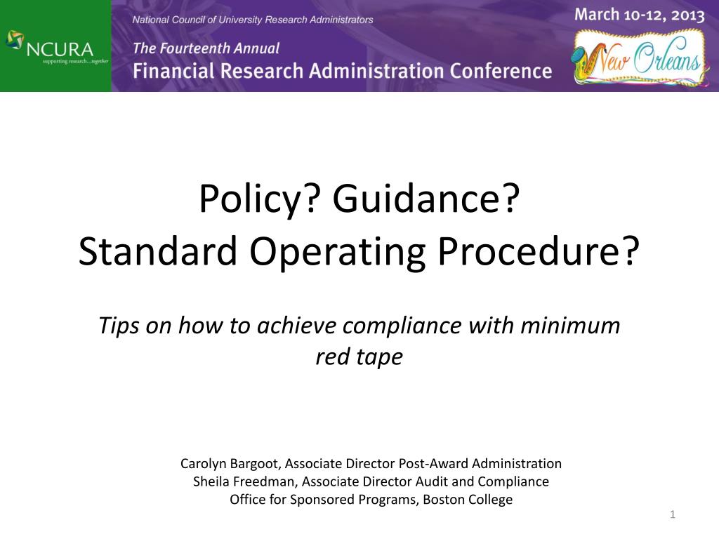 PPT - Policy? Guidance? Standard Operating Procedure? PowerPoint ...