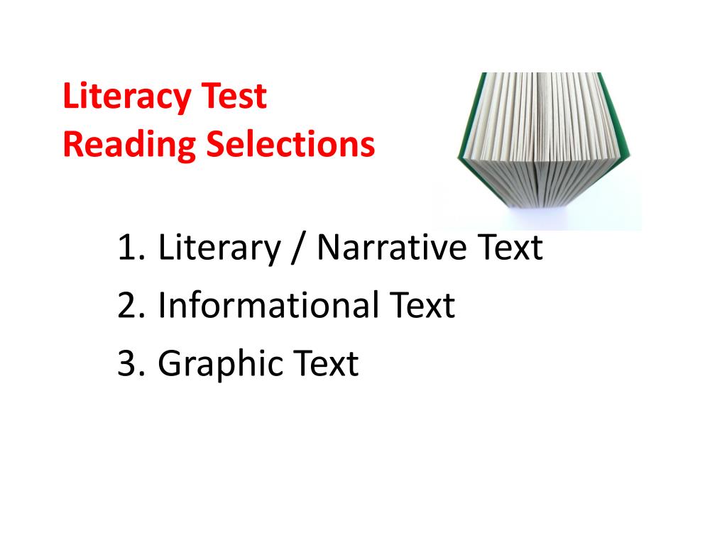 PPT - Literacy Test Reading Selections PowerPoint Presentation, free ...