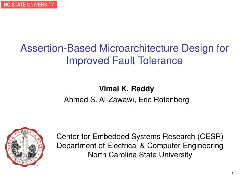 PPT - Assertion-Based Microarchitecture Design for Improved Fault Tolerance PowerPoint ...