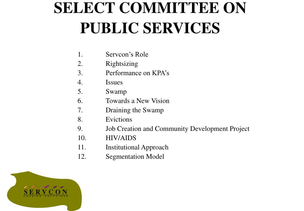 PPT - SELECT COMMITTEE ON PUBLIC SERVICES PowerPoint Presentation, free ...