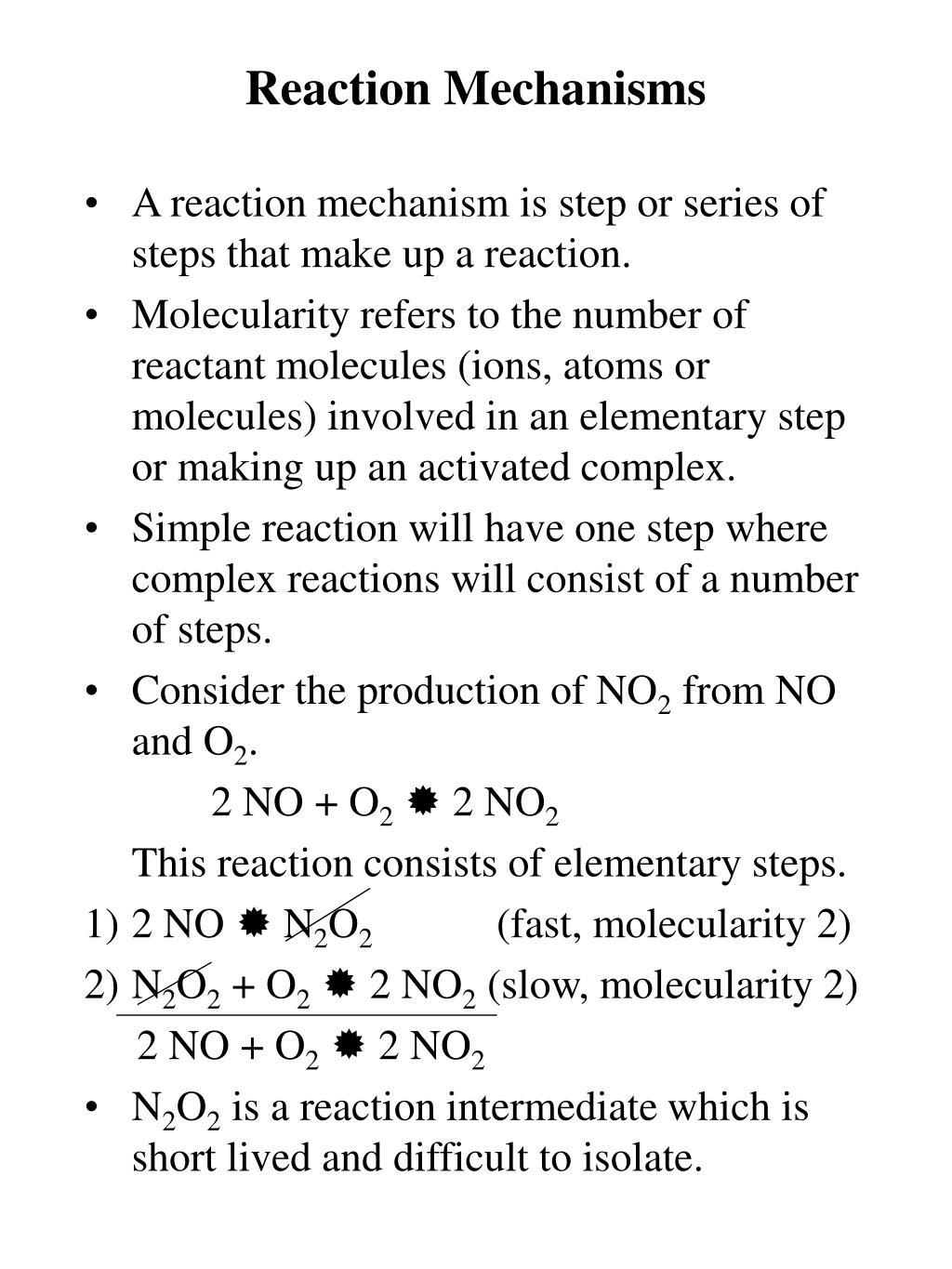 PPT - Understanding Reaction Mechanisms: Molecularity, Rate Determining ...