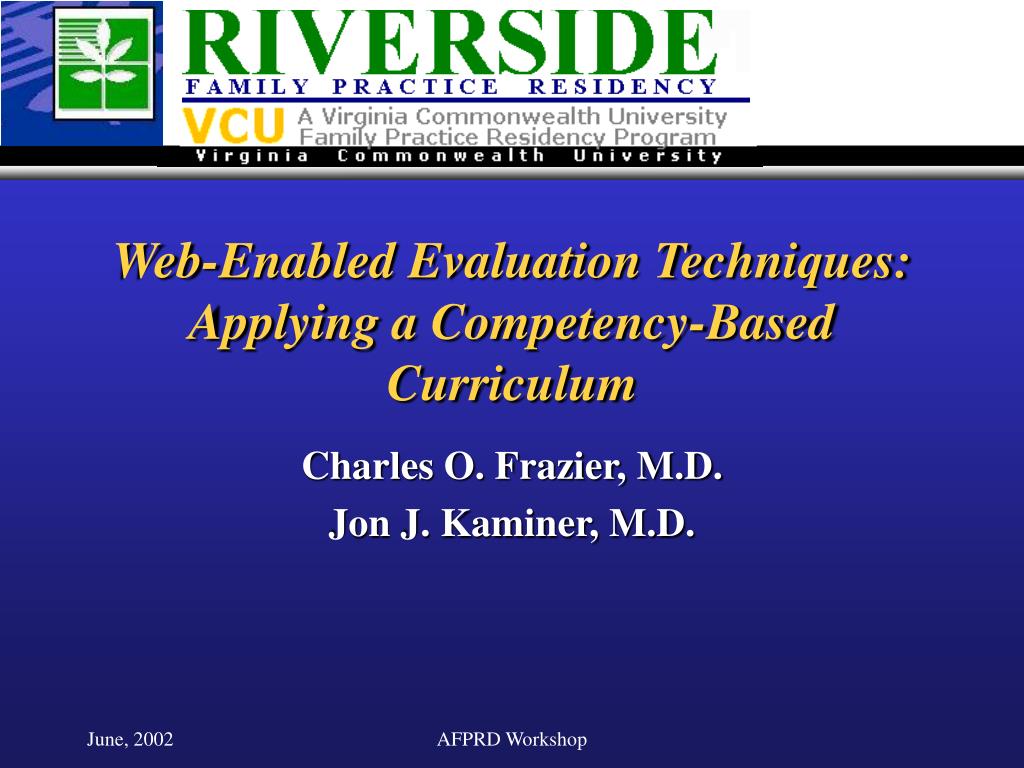 PPT - Web-Enabled Evaluation Techniques: Applying a Competency-Based ...