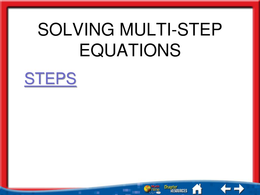 PPT - SOLVING MULTI-STEP EQUATIONS PowerPoint Presentation, free ...
