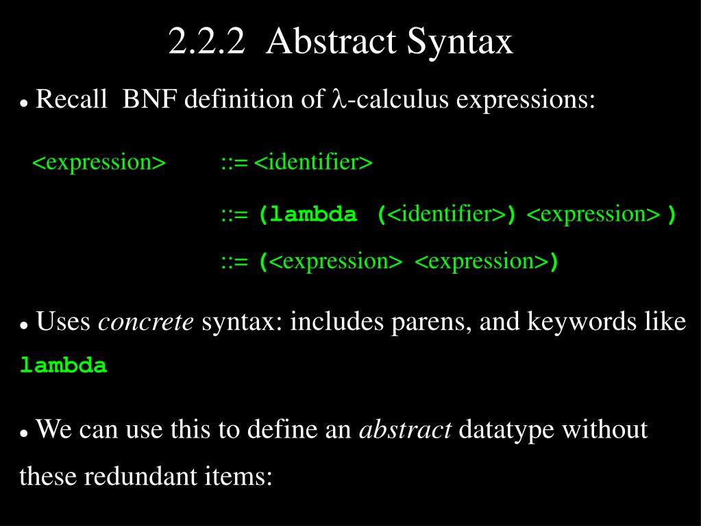 PPT - Understanding Abstract Syntax and BNF in Lambda Calculus ...