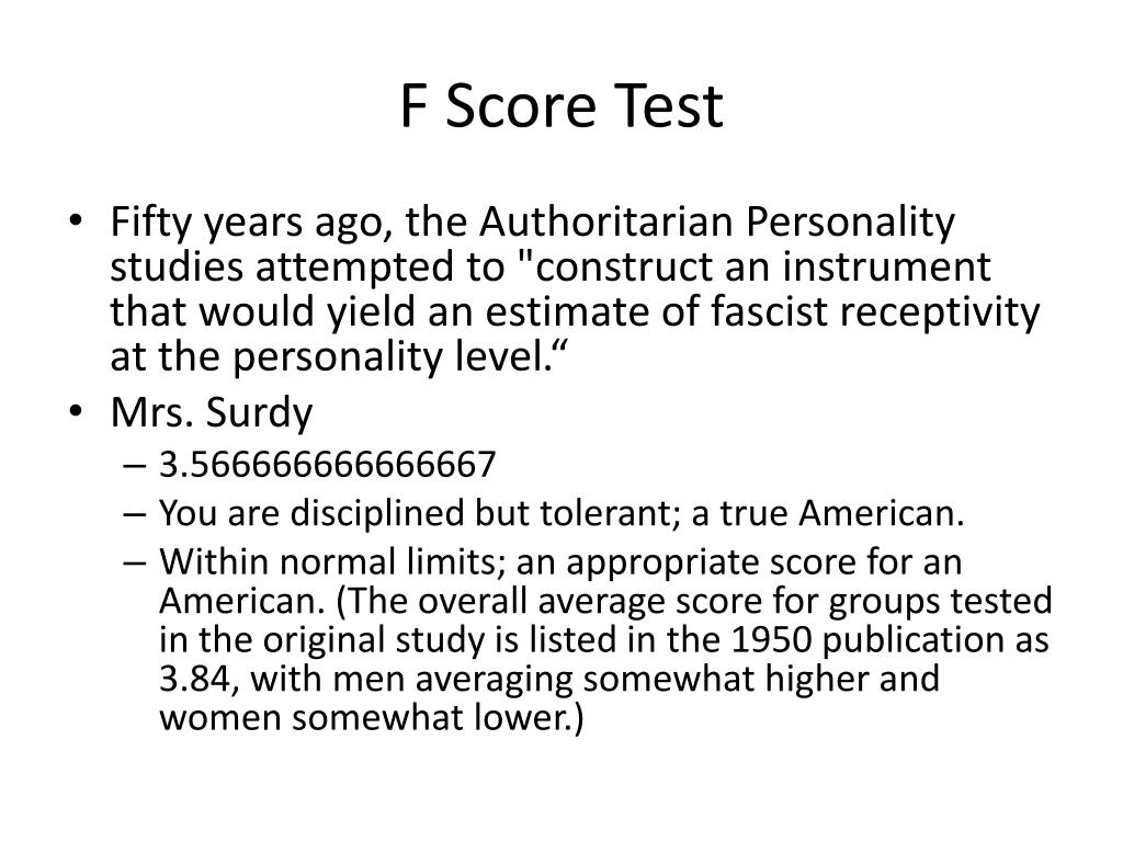 PPT - F Score Test PowerPoint Presentation, free download - ID:6535855