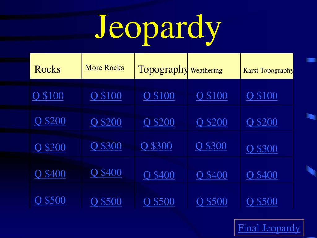 PPT - Geology Jeopardy: Rocks and Topography Quiz PowerPoint ...