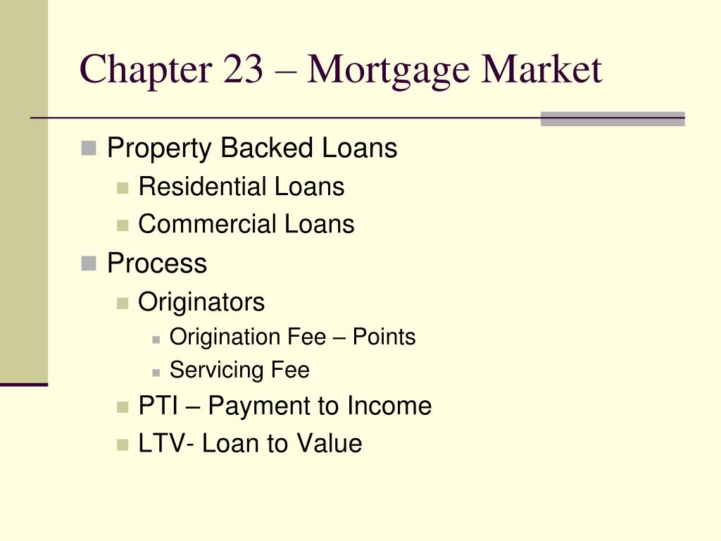 PPT - Chapter 23 – Mortgage Market PowerPoint Presentation, free ...