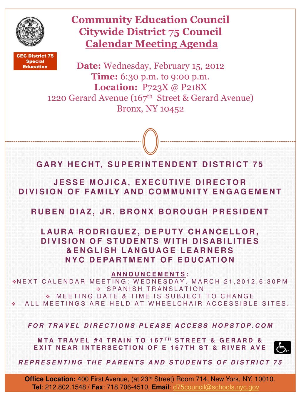 PPT - Gary Hecht, superintendent District 75 Jesse Mojica, executive ...