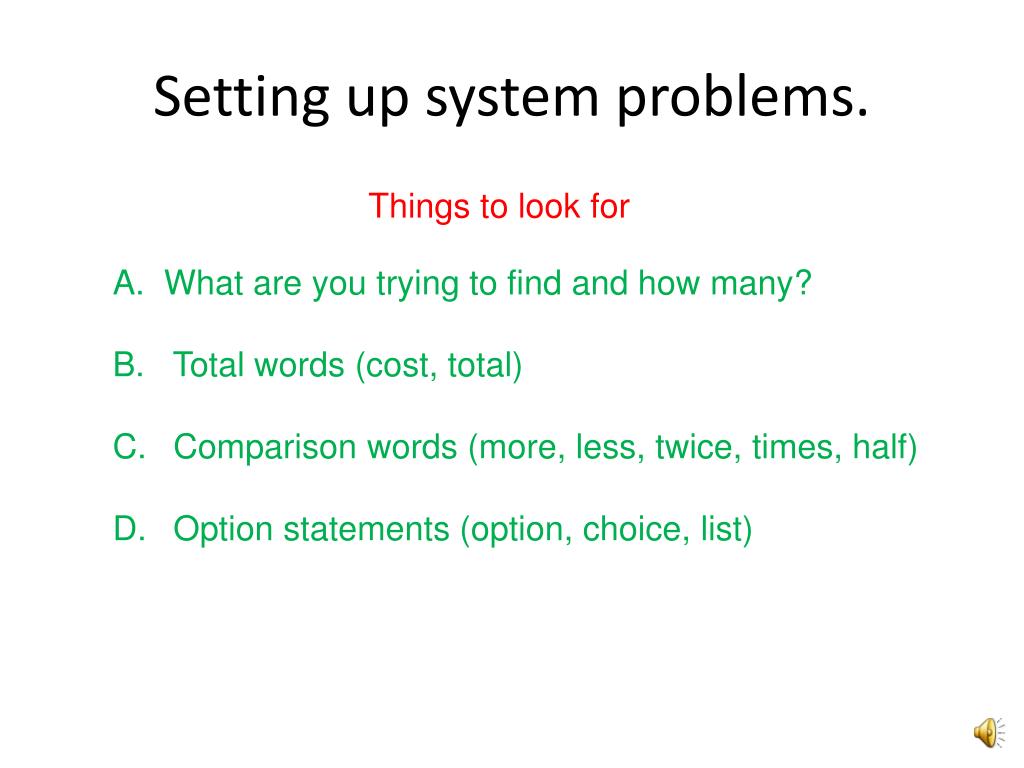 PPT - Setting up system problems. PowerPoint Presentation, free ...