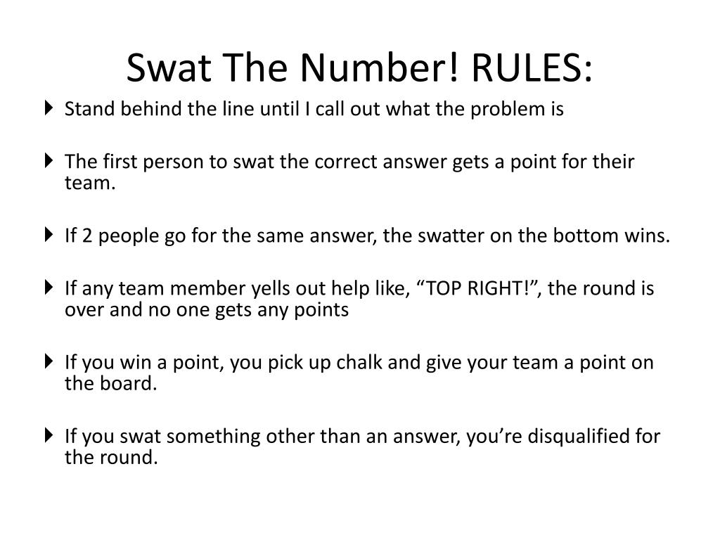 PPT - Swat The Number! RULES: PowerPoint Presentation, free download ...