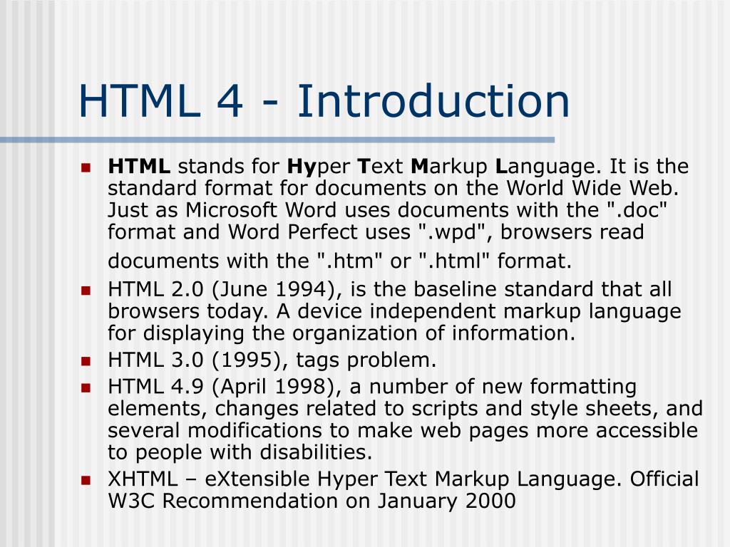 PPT - HTML 4 - Introduction PowerPoint Presentation, free download - ID ...