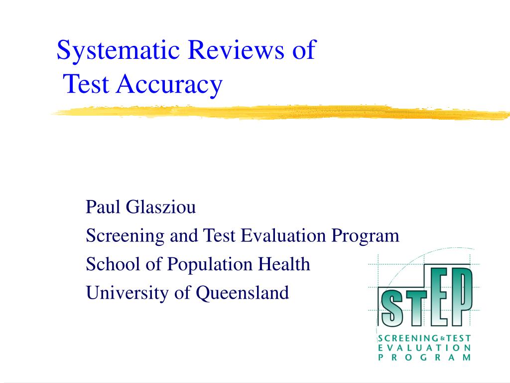 PPT - Systematic Reviews of Test Accuracy PowerPoint Presentation, free ...
