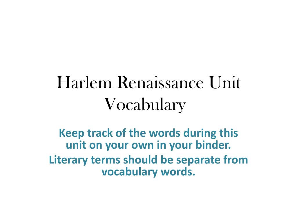 PPT - Harlem Renaissance Unit Vocabulary and Poetry Terms PowerPoint ...