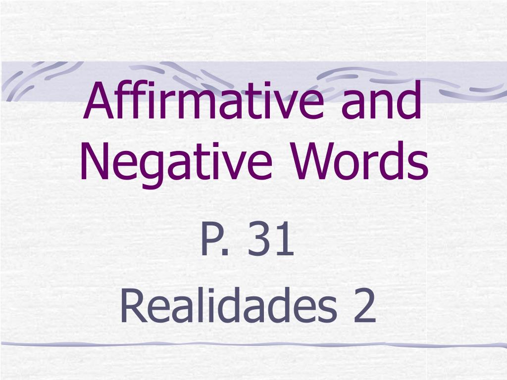 PPT - Affirmative and Negative Words PowerPoint Presentation, free ...