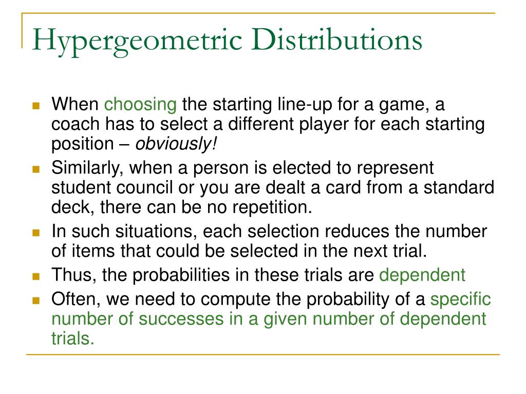 PPT - Hypergeometric Distributions PowerPoint Presentation, free ...