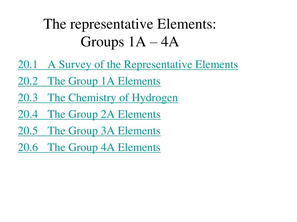 PPT - The representative Elements: Groups 1A – 4A PowerPoint ...