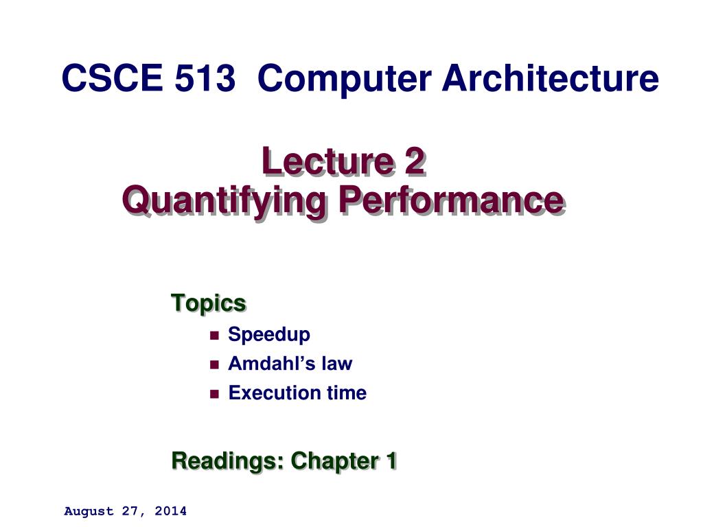 PPT - Lecture 2 Quantifying Performance PowerPoint Presentation, free ...