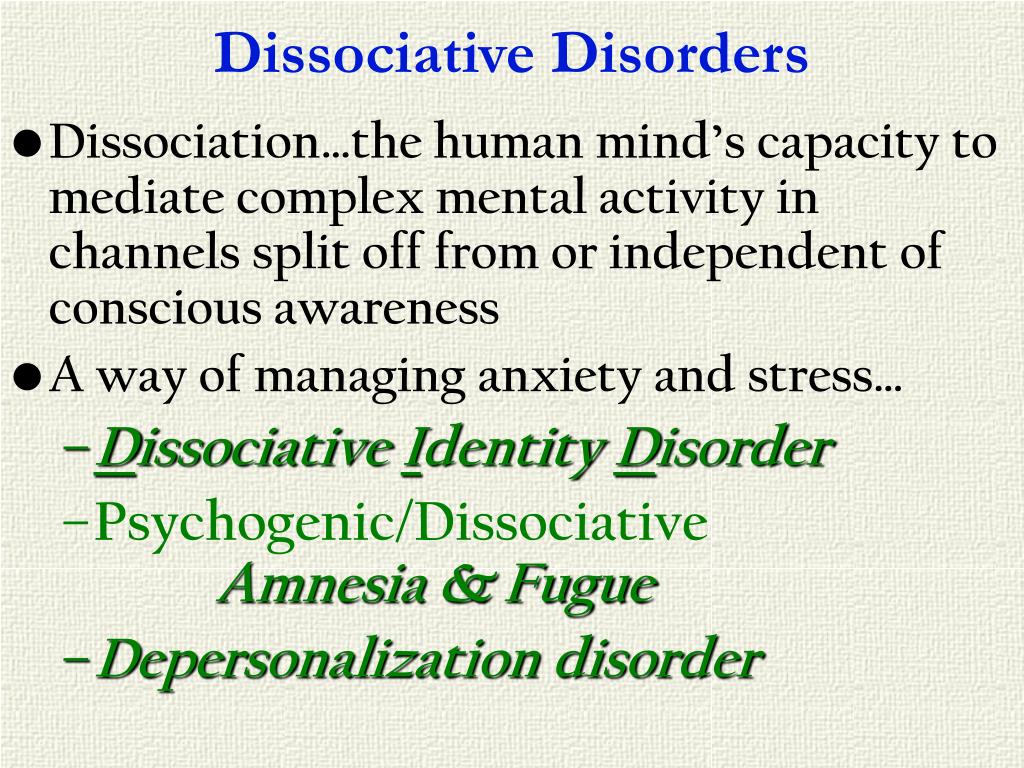 PPT - Dissociative Disorders PowerPoint Presentation, free download ...