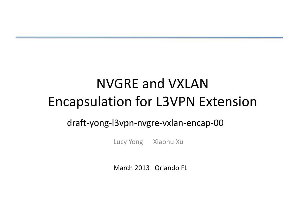PPT - NVGRE and VXLAN Encapsulation for L3VPN Extension PowerPoint ...