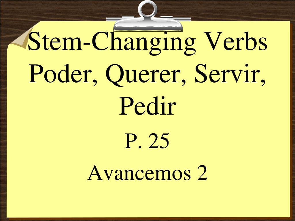 PPT - Stem-Changing Verbs Poder, Querer, Servir, Pedir PowerPoint ...