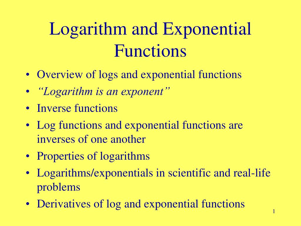 PPT - Logarithm and Exponential Functions PowerPoint Presentation, free ...