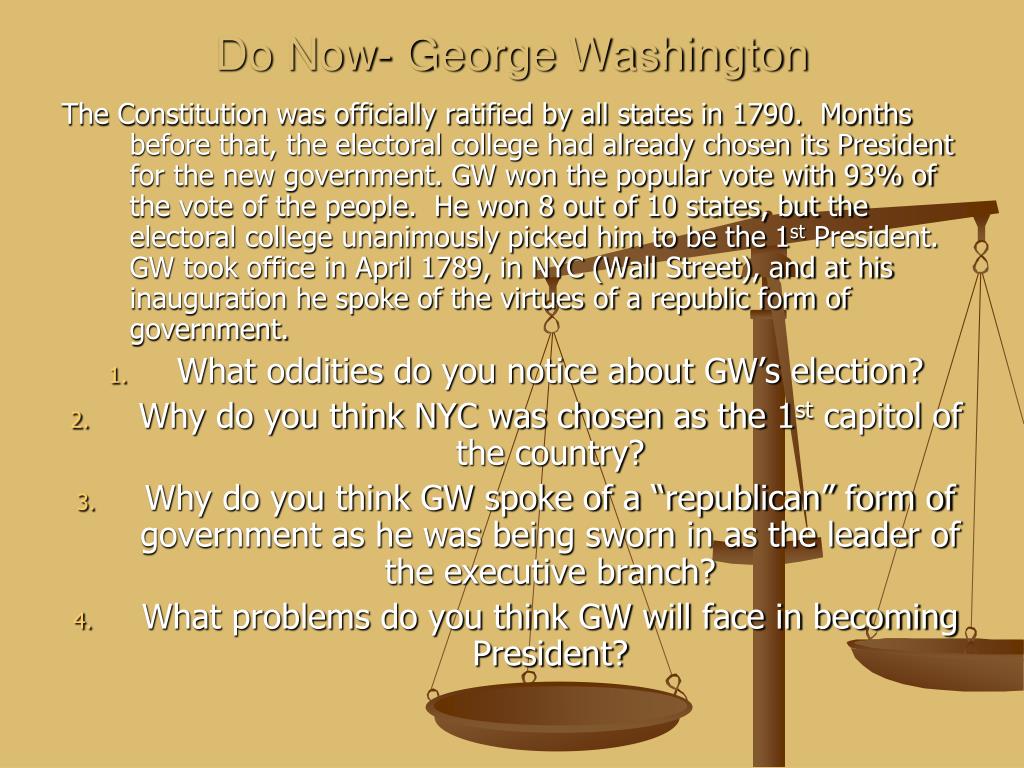 PPT - George Washington's Presidency: Challenges and Achievements ...