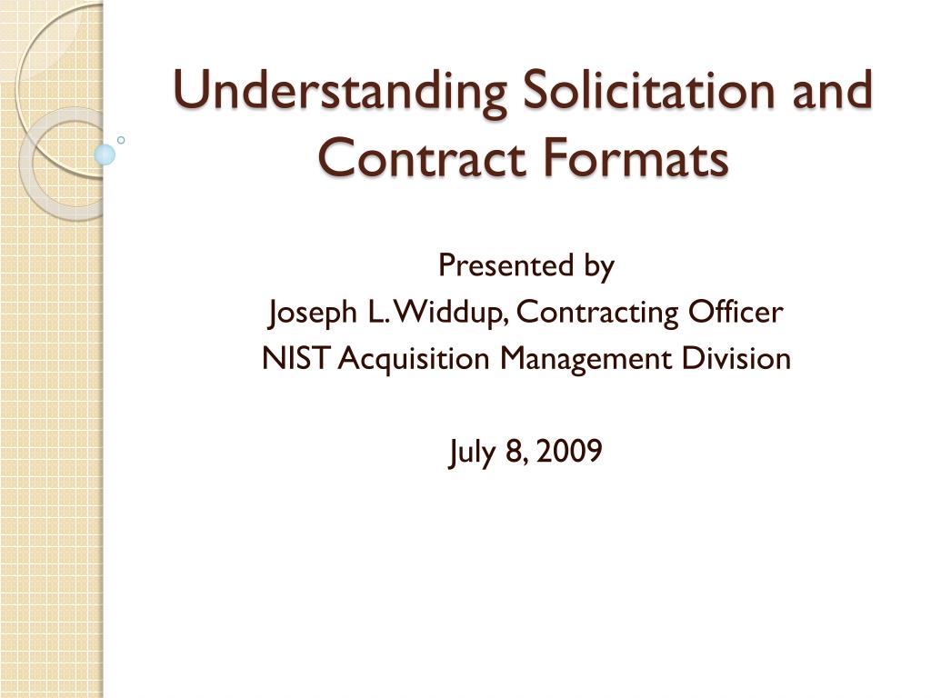 PPT - Understanding Solicitation and Contract Formats PowerPoint ...