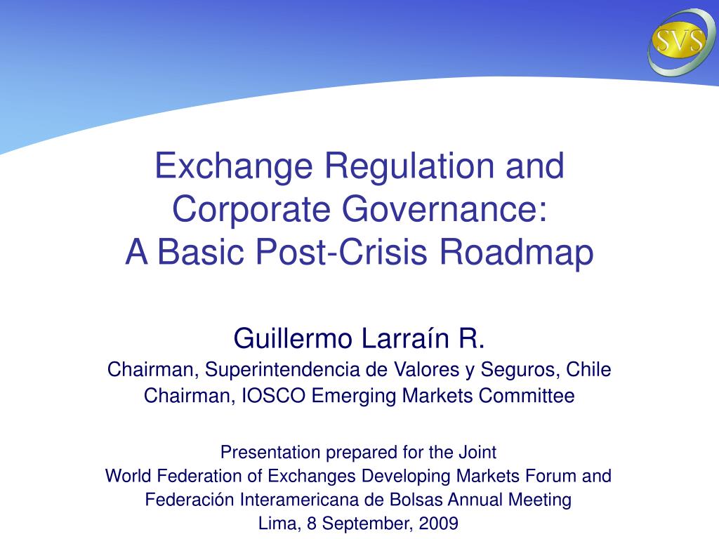 PPT - Corporate Governance & Stock Exchange Regulation Roadmap ...