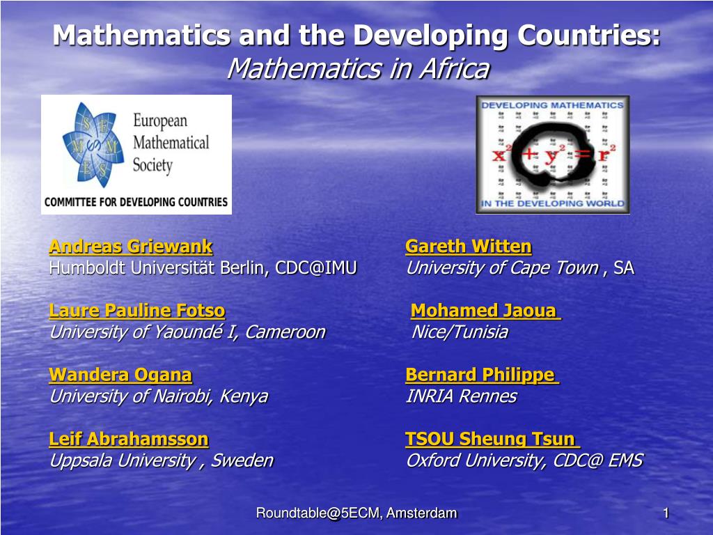 PPT - Mathematics and the Developing Countries: Mathematics in Africa ...