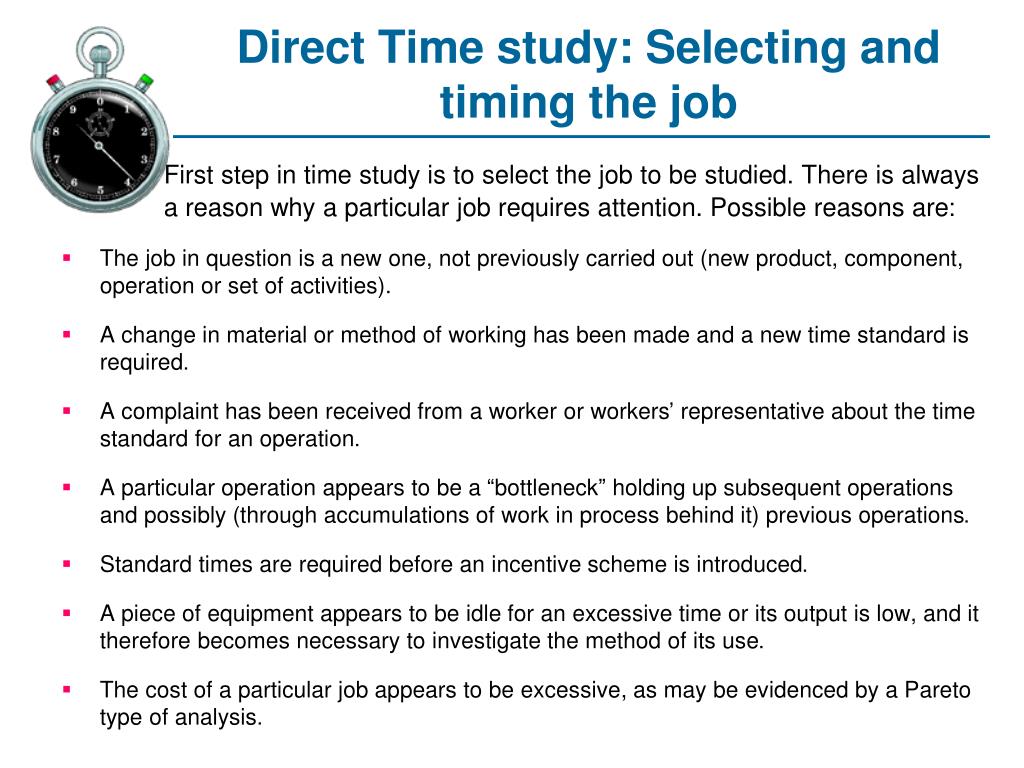 PPT - Direct Time study: Selecting and timing the job PowerPoint ...