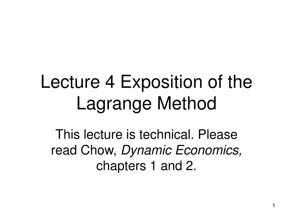 PPT - Understanding the Lagrange Method for Dynamic Optimization in ...