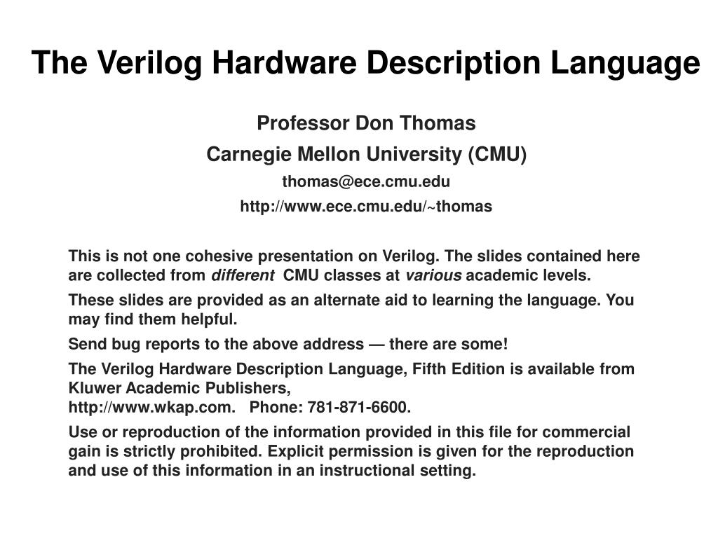 PPT - The Verilog Hardware Description Language PowerPoint Presentation ...