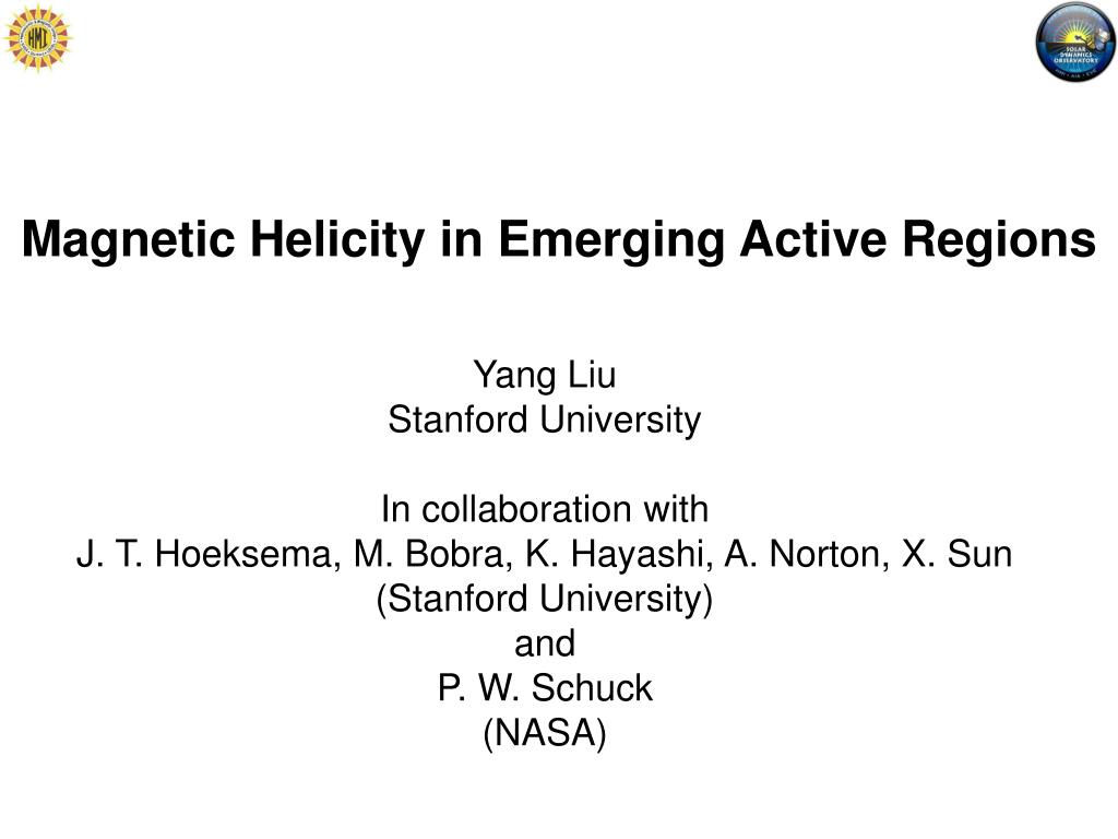 PPT - Magnetic Helicity in Emerging Active Regions PowerPoint ...