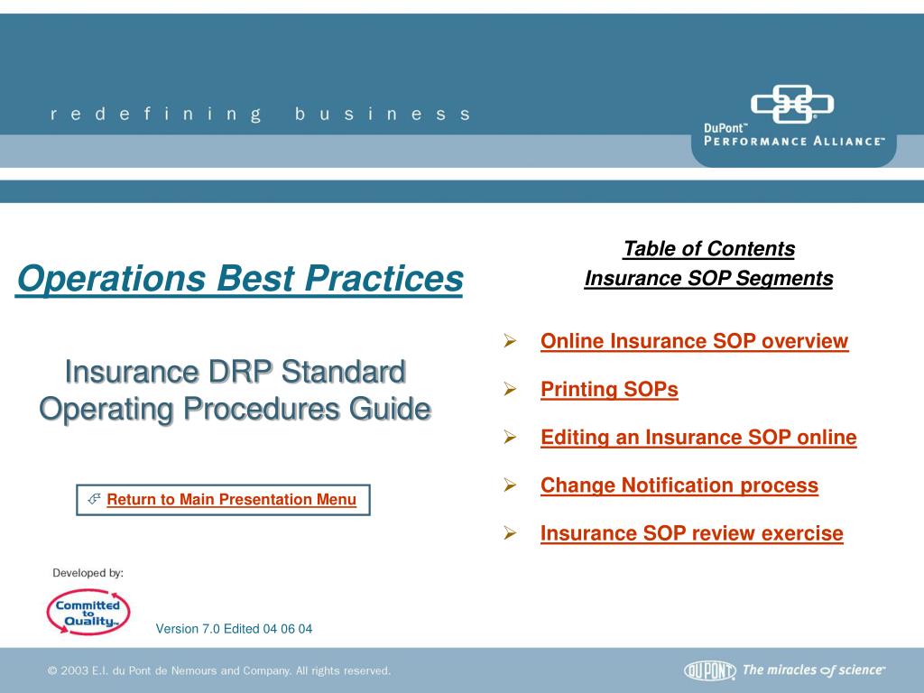 PPT - Insurance DRP Standard Operating Procedures Guide PowerPoint ...