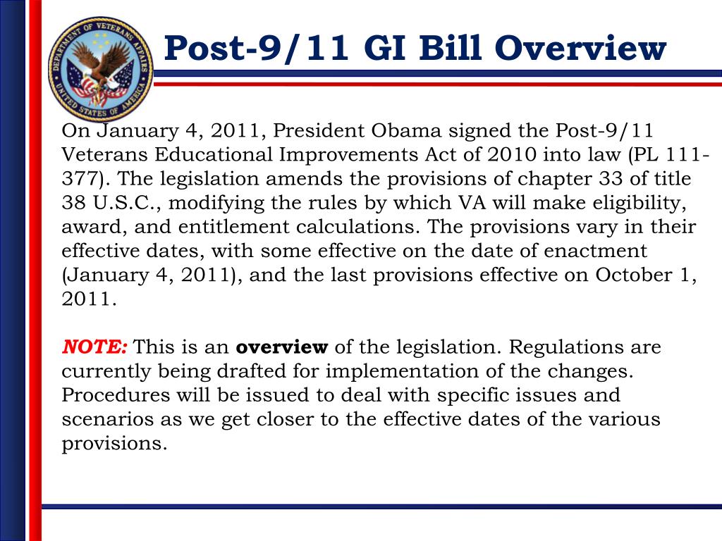 PPT - Post-9/11 GI Bill Overview and Entitlement Details PowerPoint ...