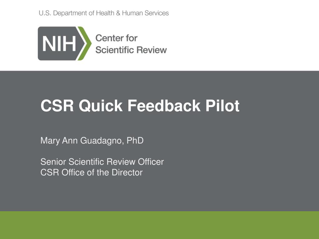PPT - CSR Quick Feedback Pilot PowerPoint Presentation, free download ...