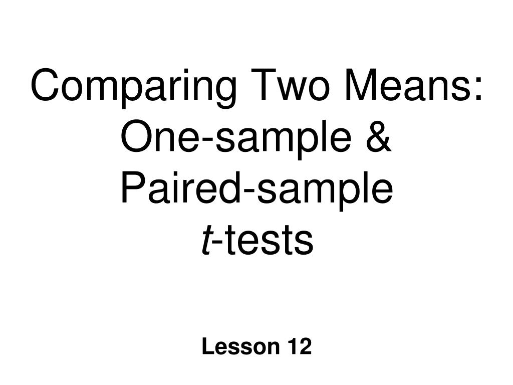 PPT - Comparing Two Means: One-sample & Paired-sample t -tests ...