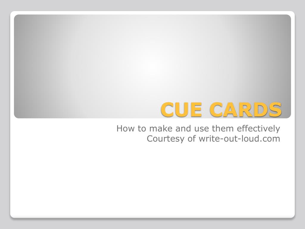 PPT - Effective Cue Cards for Engaging Presentations PowerPoint ...