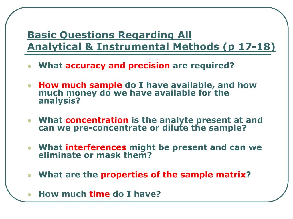 PPT - Basic Questions Regarding All Analytical & Instrumental Methods ...