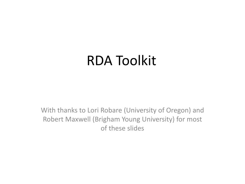 PPT - RDA Toolkit PowerPoint Presentation, free download - ID:6692698