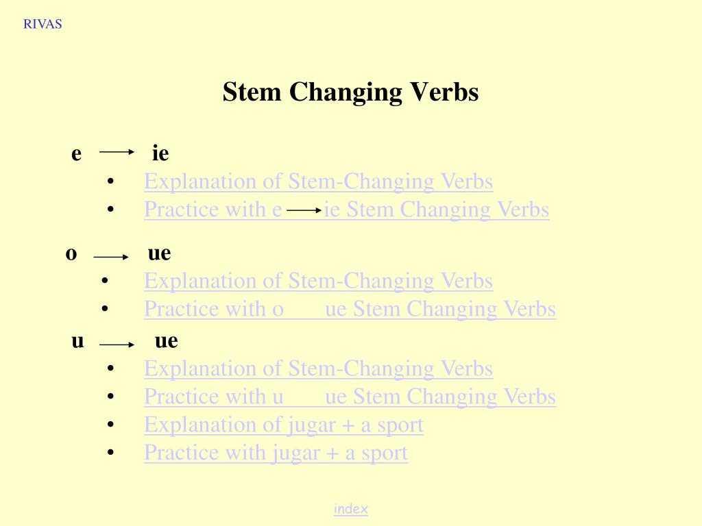 PPT - Stem Changing Verbs PowerPoint Presentation, free download - ID ...