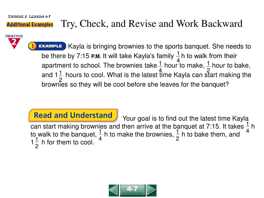 PPT - Try, Check, and Revise and Work Backward PowerPoint Presentation ...