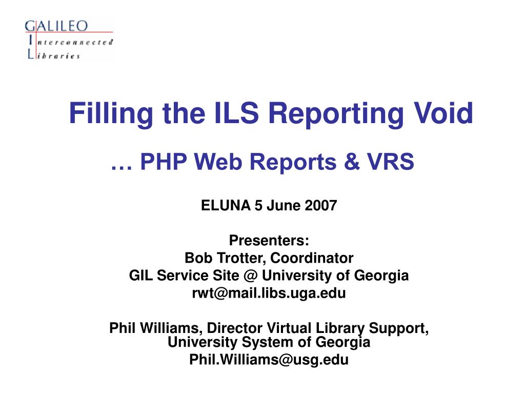 PPT - Filling the ILS Reporting Void PowerPoint Presentation, free ...