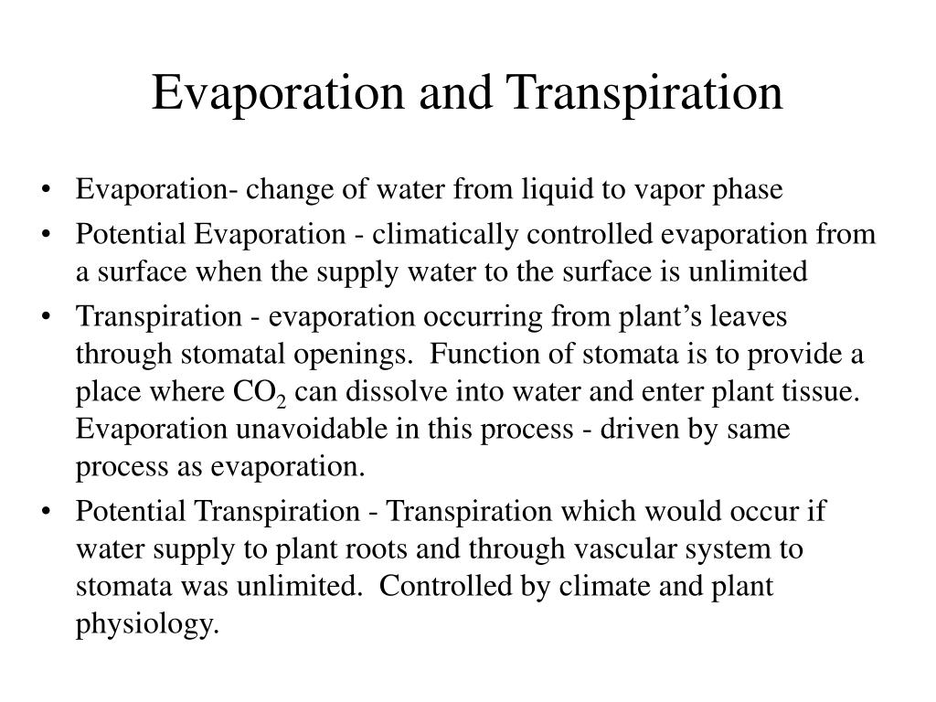 PPT - Evaporation and Transpiration PowerPoint Presentation, free ...