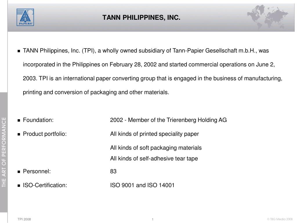 PPT - TANN PHILIPPINES, INC. PowerPoint Presentation, free download ...